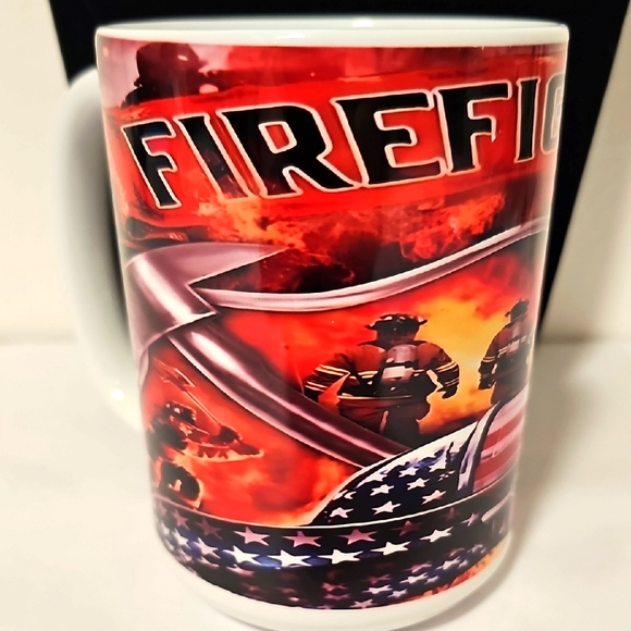 Hand Crafted | Dining | Firefighter Themed Ceramic Mug Red And Black ...